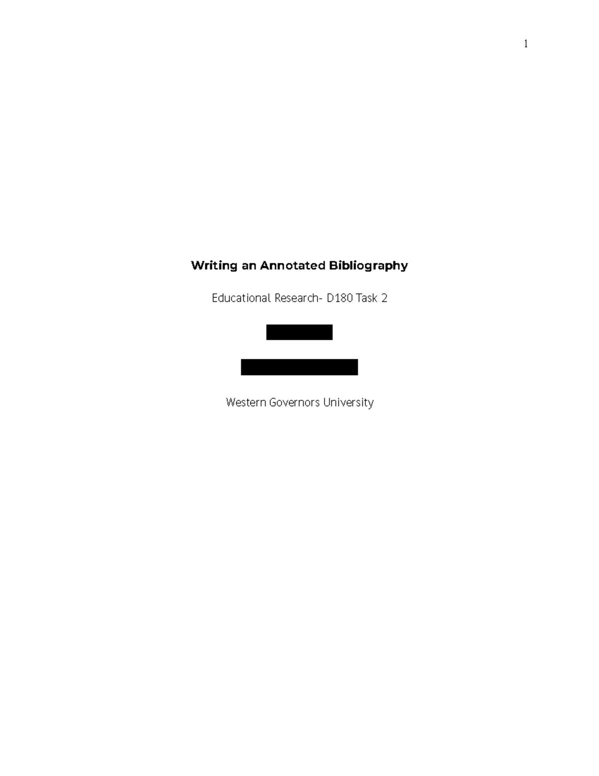 D180 Task 2 - passed - Writing an Annotated Bibliography Educational Research- D180 Task 2 ...