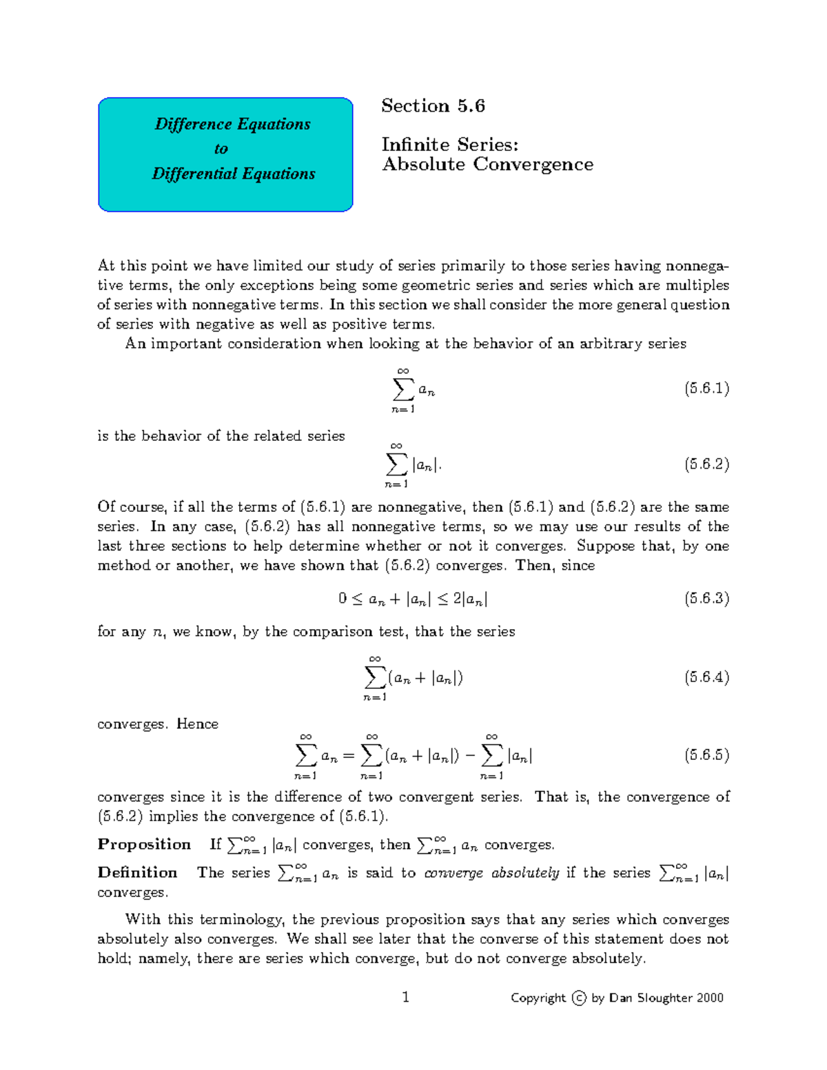 Infinite series(Absolute convergence) - Difference Equations ...