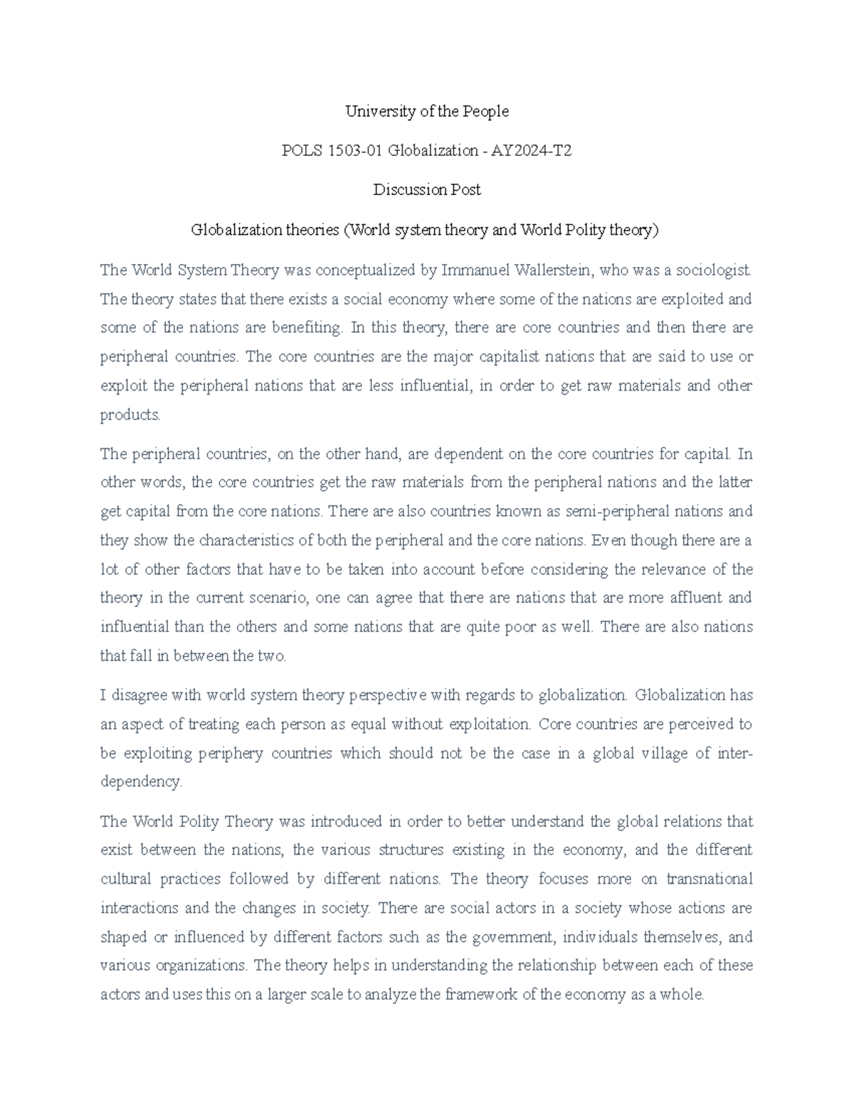 POL DP UNIT 1 UOP - Learning journal - University of the People POLS ...