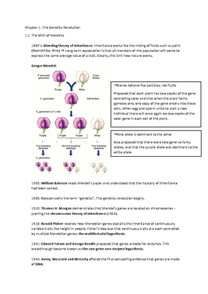 Genetics Exam 1 Study Guide - Genetics Exam 1 Study Guide CHAPTER 1 1 ...