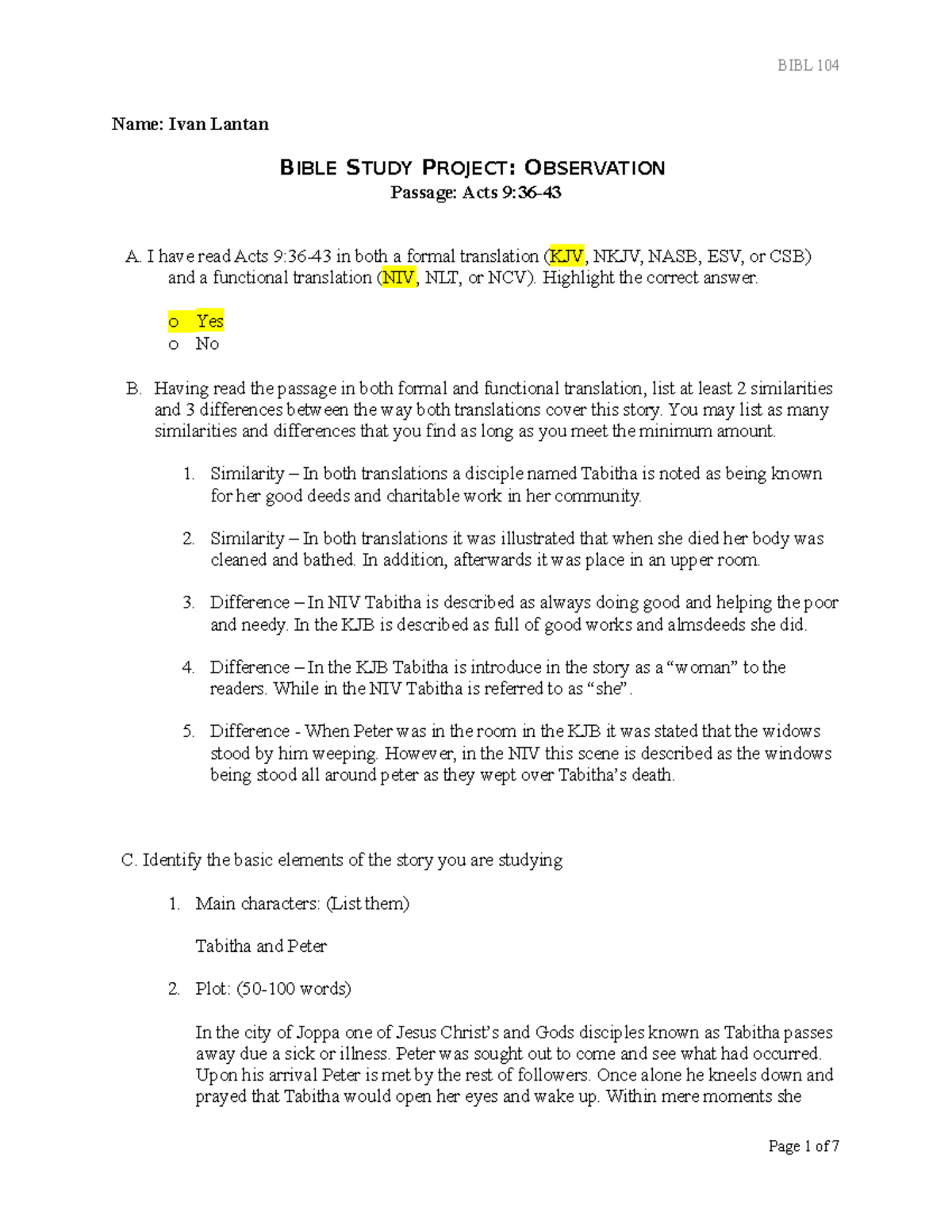 Bible Study Project Week 2 - Name: Ivan Lantan BIBLE STUDY PROJECT ...