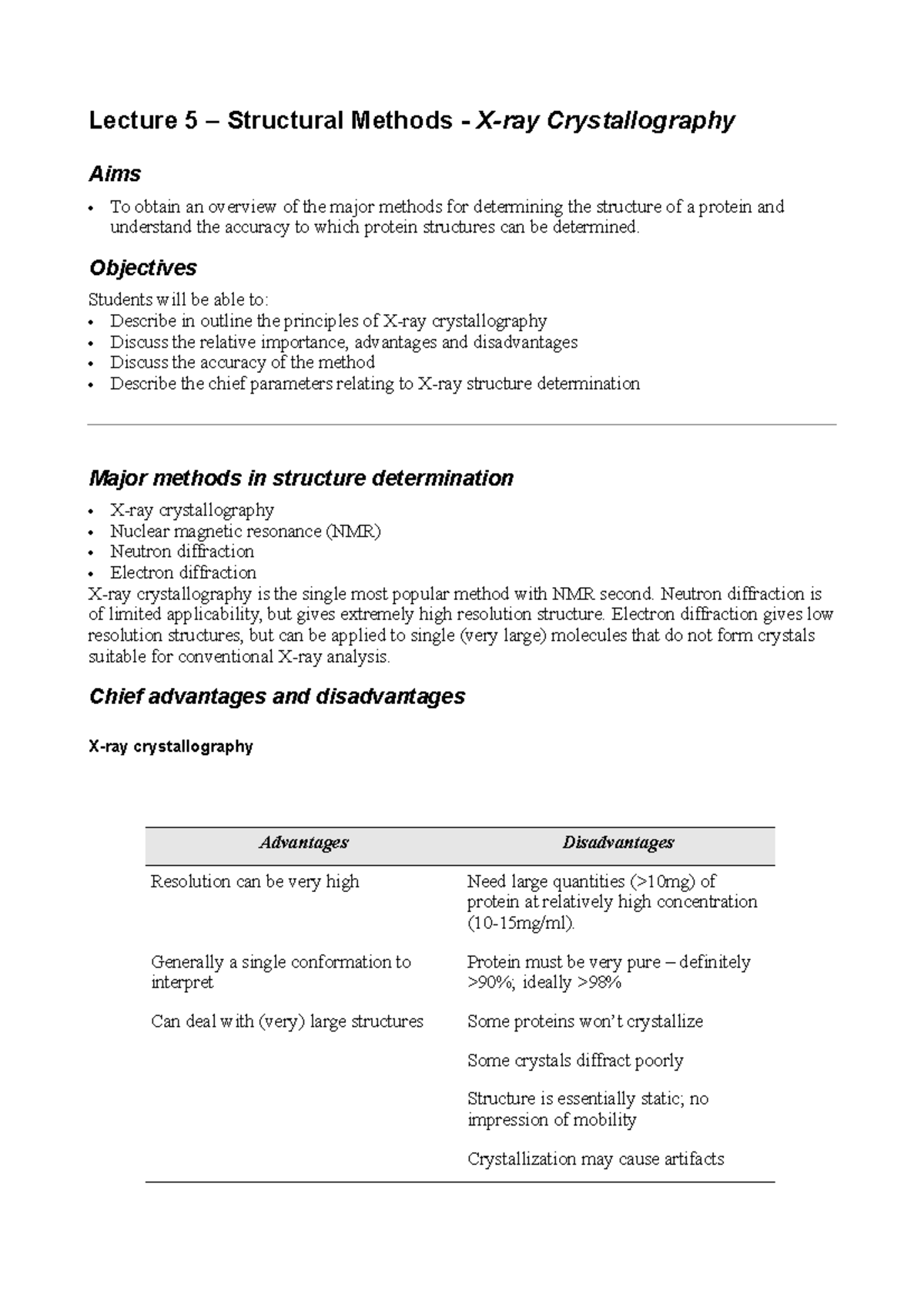 Lecture 5 - Structural Methods 1 - Lecture 5 – Structural Methods - X ...