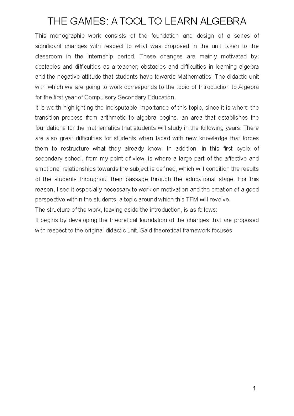 THE Games A TOOL TO Learn Algebra - THE GAMES: A TOOL TO LEARN ALGEBRA ...