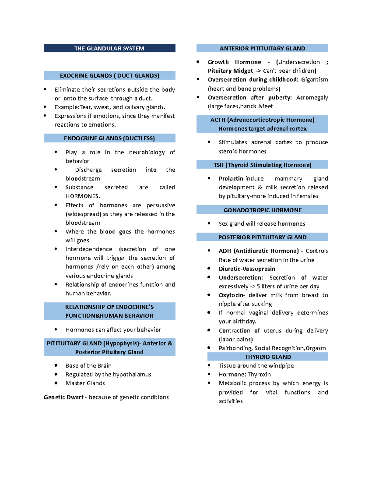 THE- Glandular- System - THE GLANDULAR SYSTEM EXOCRINE GLANDS ( DUCT ...