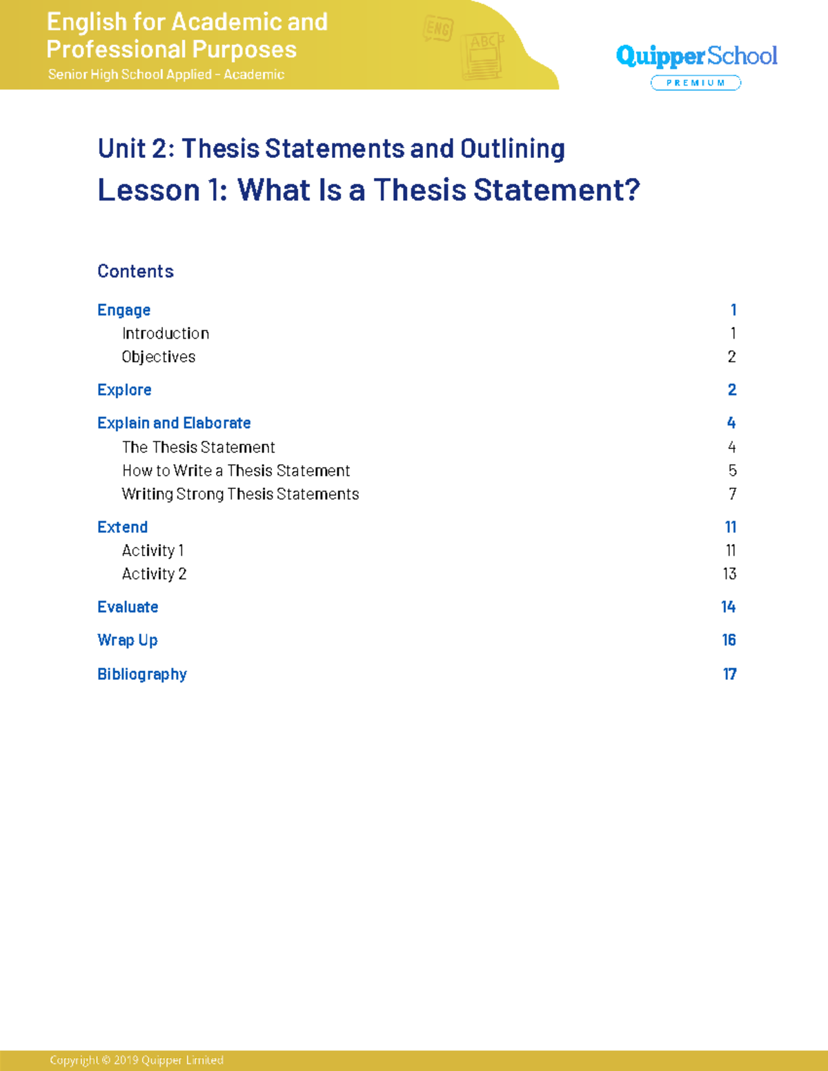 What Is a Thesis Statement - Unit 2: Thesis Statements and Outlining ...