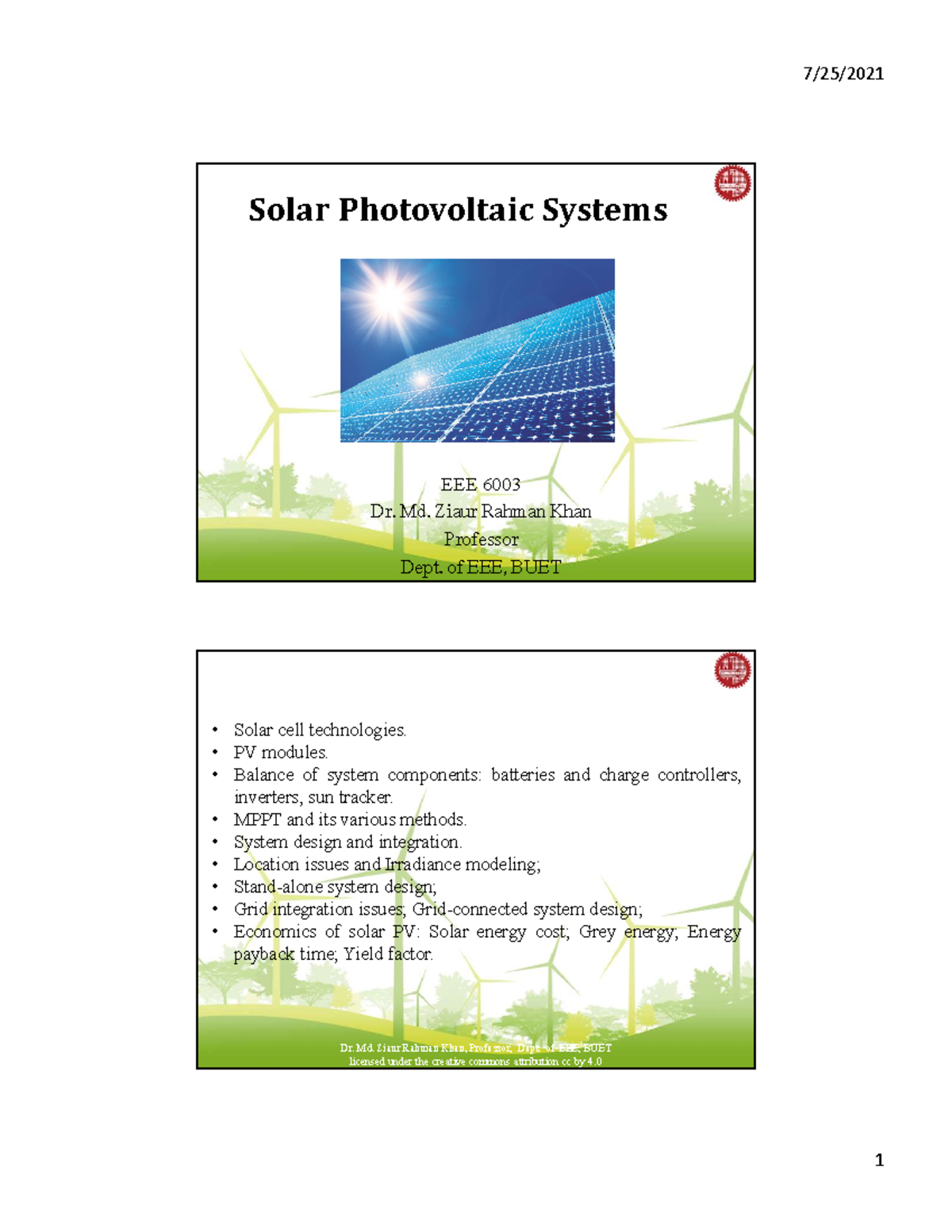 Solar generation - Renewable Energy Course material - Solar ...