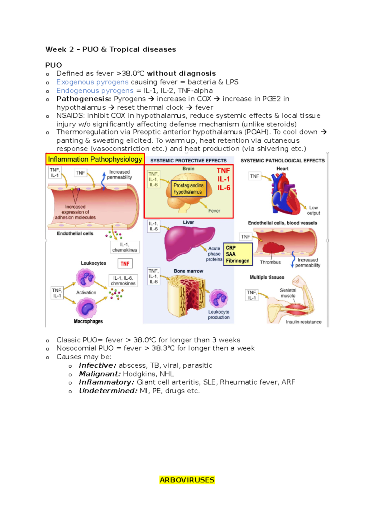 Summary - lecture 2 - Week 2 PUO Tropical diseases PUO o Defined as ...