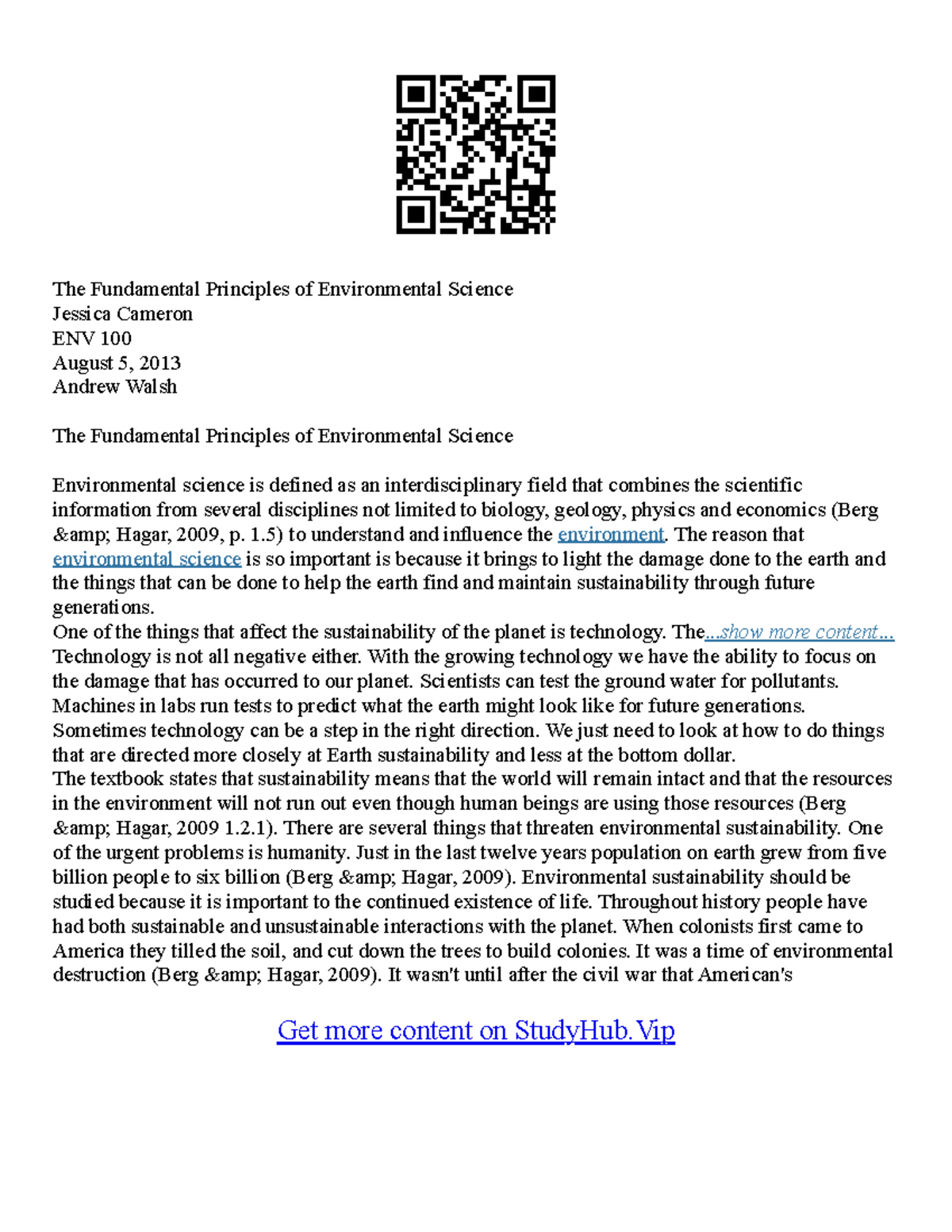 Environmental Science Essays - The Fundamental Principles of ...