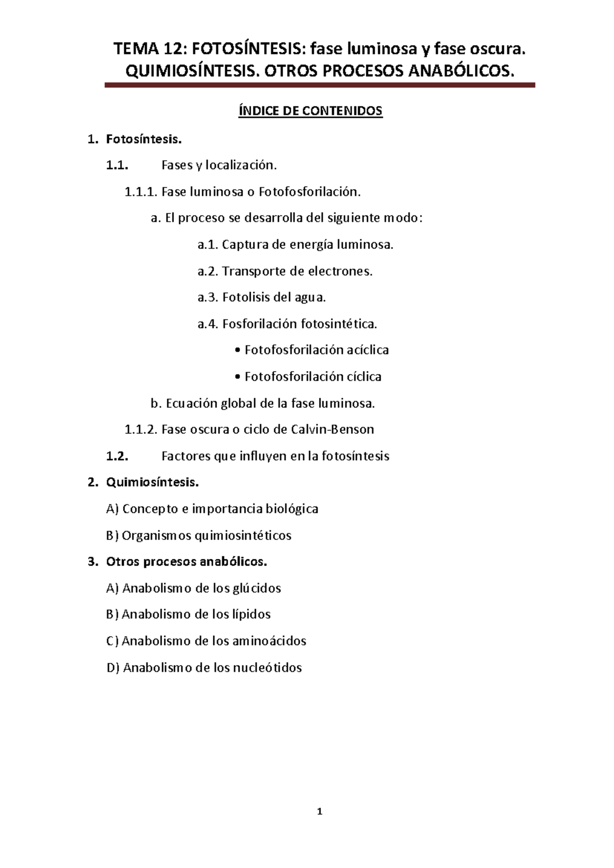 Tema 12. fotosintesis fase lum y oscura. quimiosintesis ...