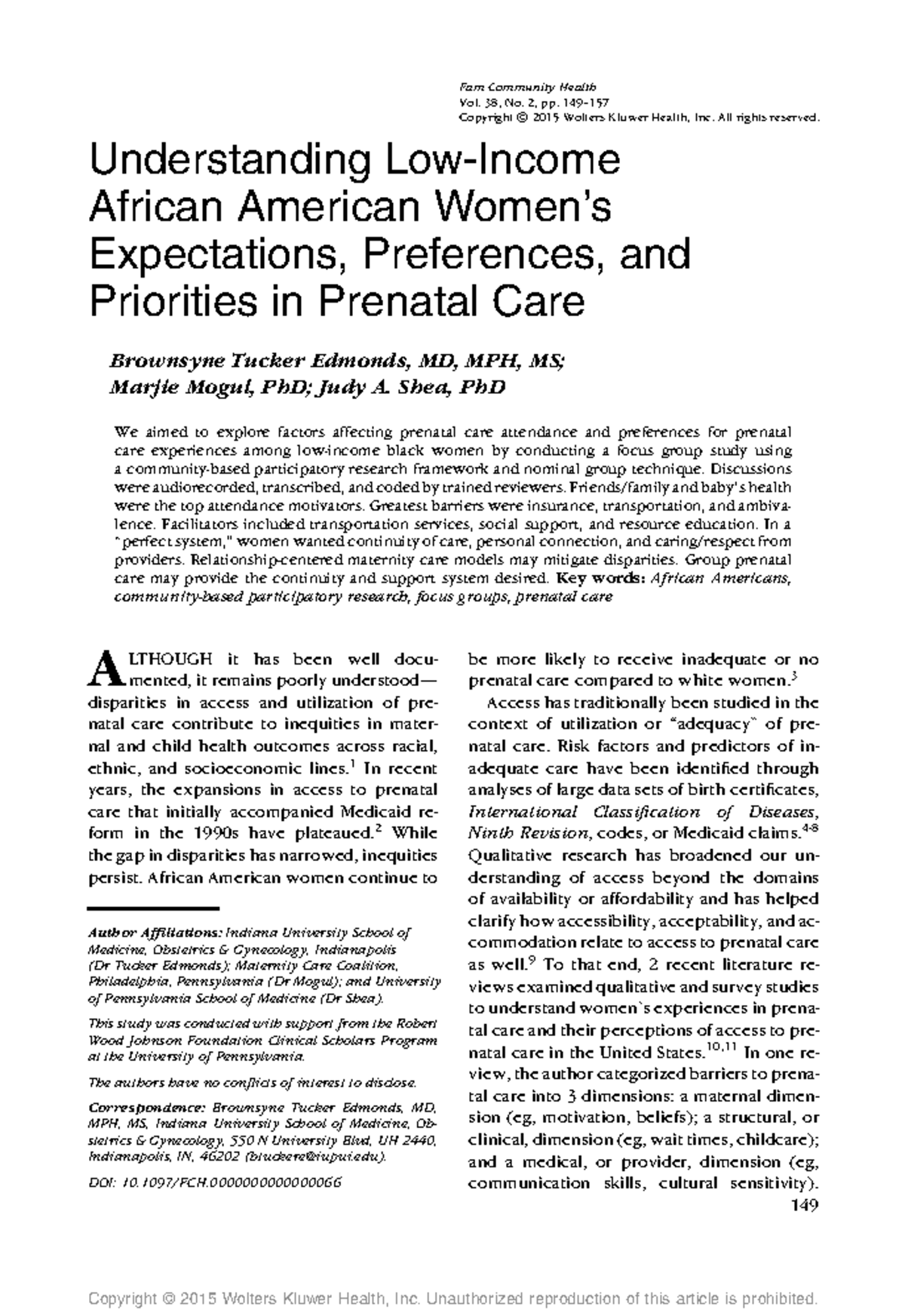 Understanding Low Income African American Women s - Fam Community ...