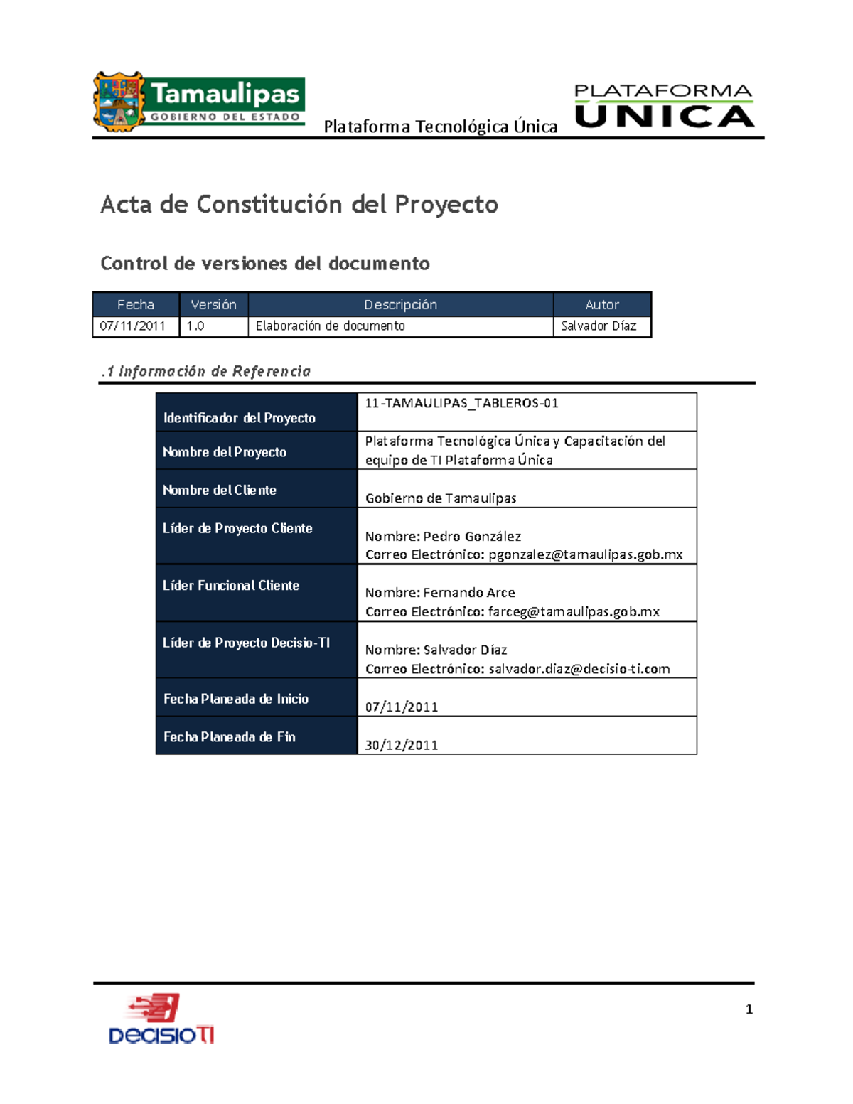 43624928 - Acta de Constitución del Proyecto Control de versiones del ...