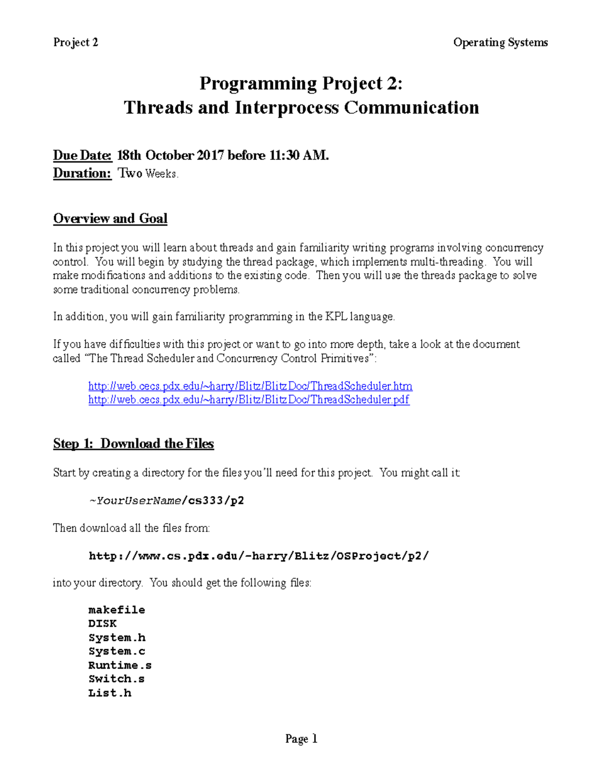 Programming Project 2 - Project 2 Operating Systems Programming Project 2: Threads and ...