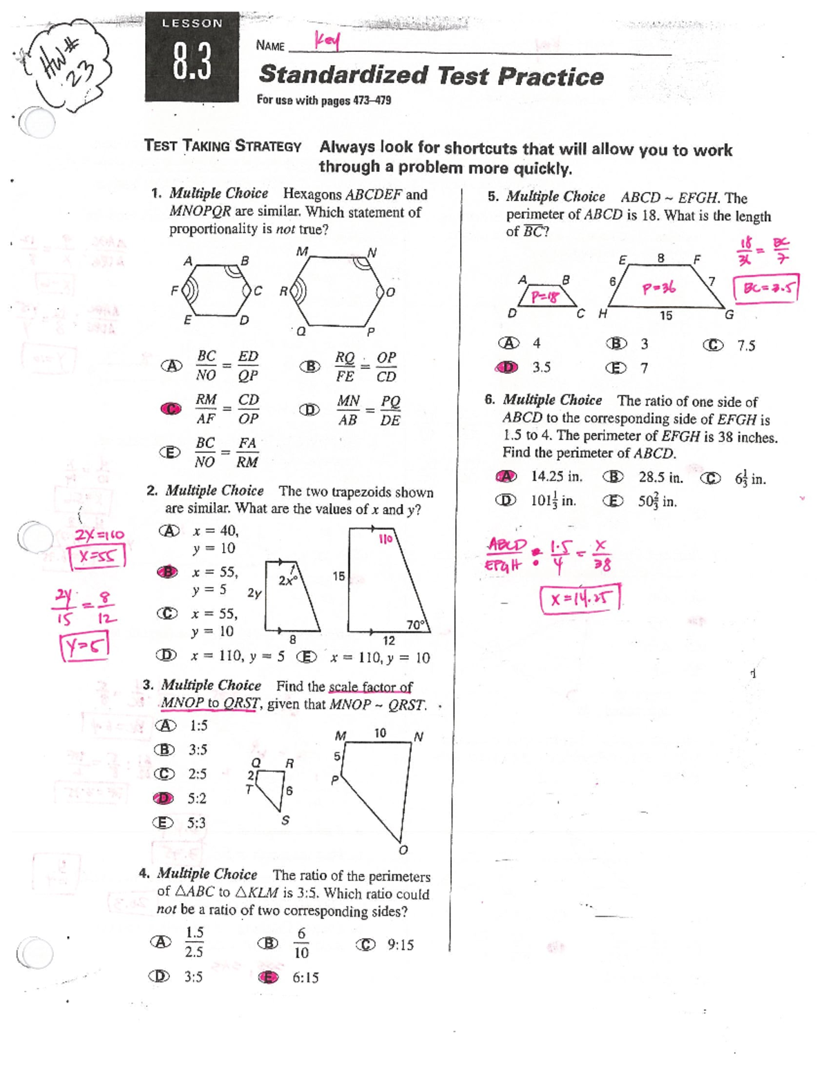 8 - Answer key to Unit 8 Worksheet. - Studocu