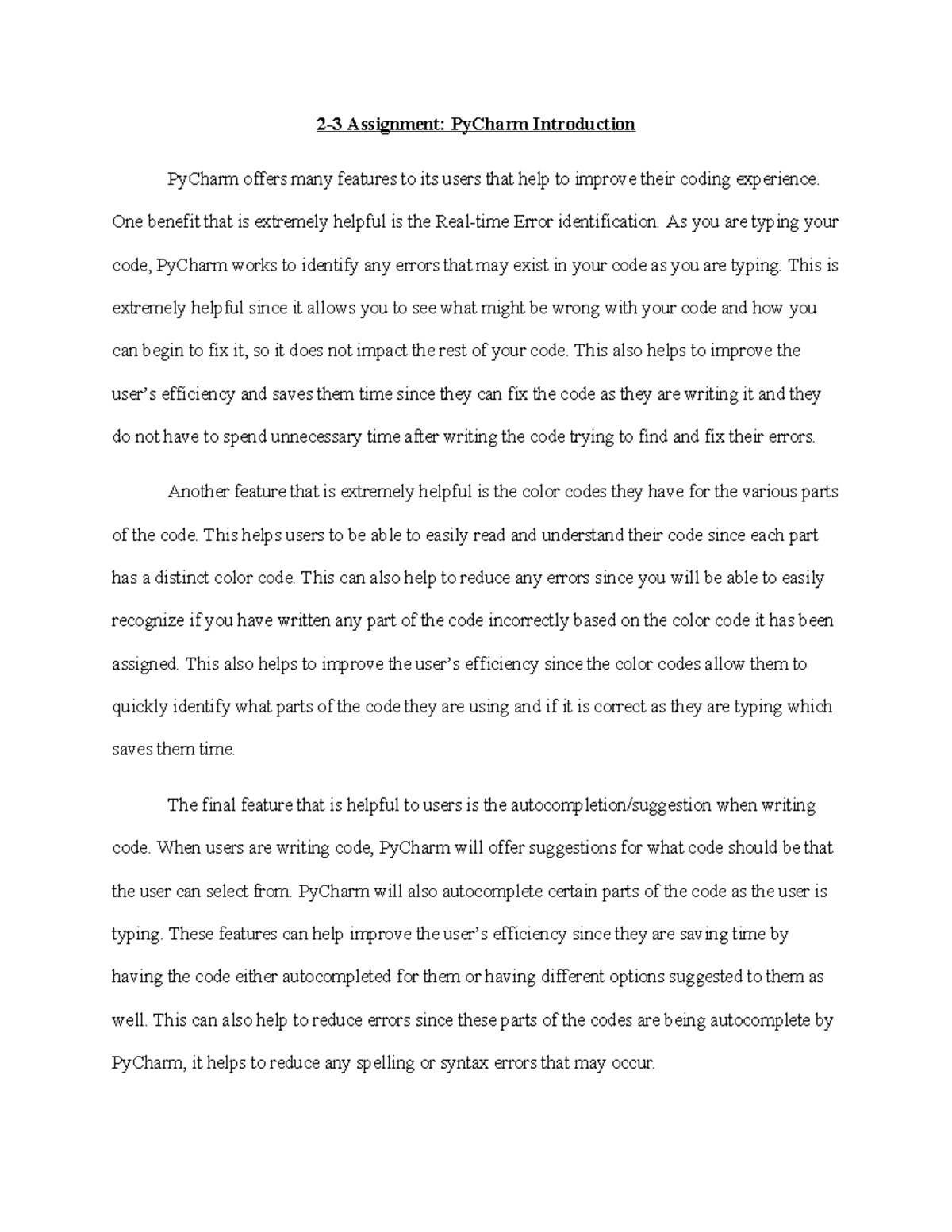 IT 140 Introduction to Scripting 2-3 Assignment Py Charm Introduction - 2-3 Assignment: PyCharm ...