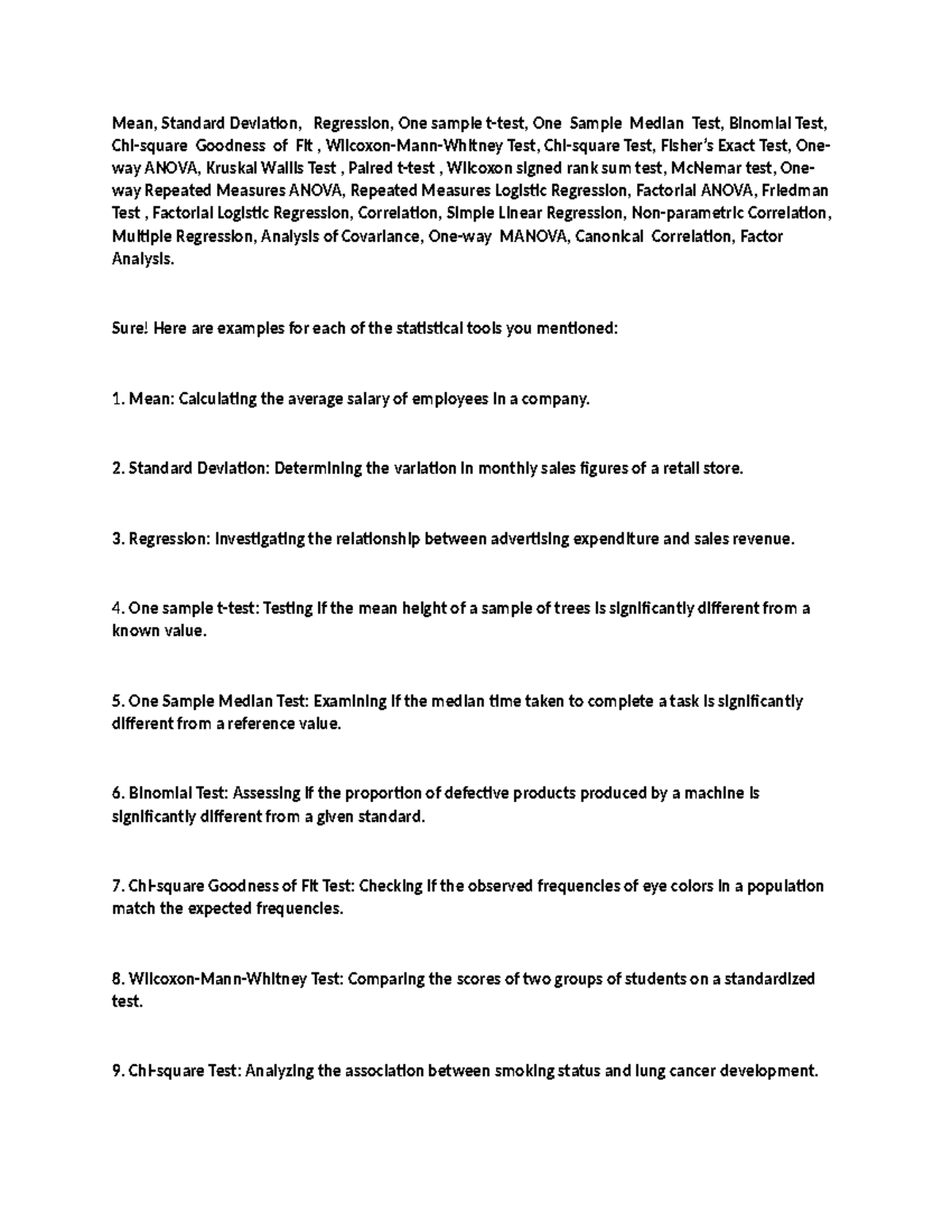 Statistical-Tools - Mean, Standard Deviation, Regression, One sample t ...