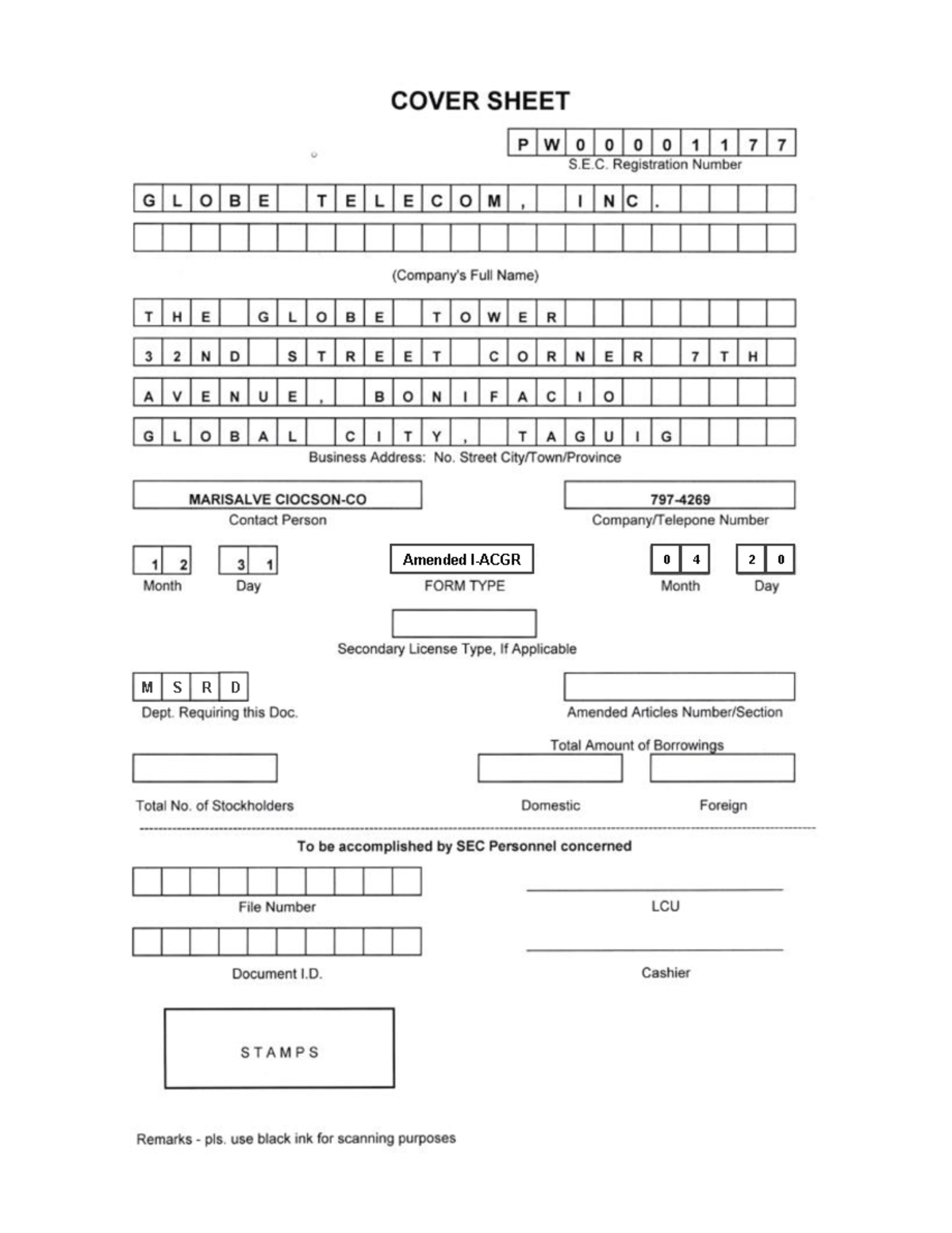 Globe SEC Form amended i ACGR (2020) ( Psesecreceived 25Aug2021) - M S ...