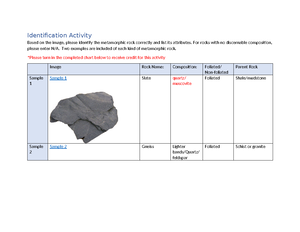 Geology LAB 5 - Identification Activity Based on the image, please ...