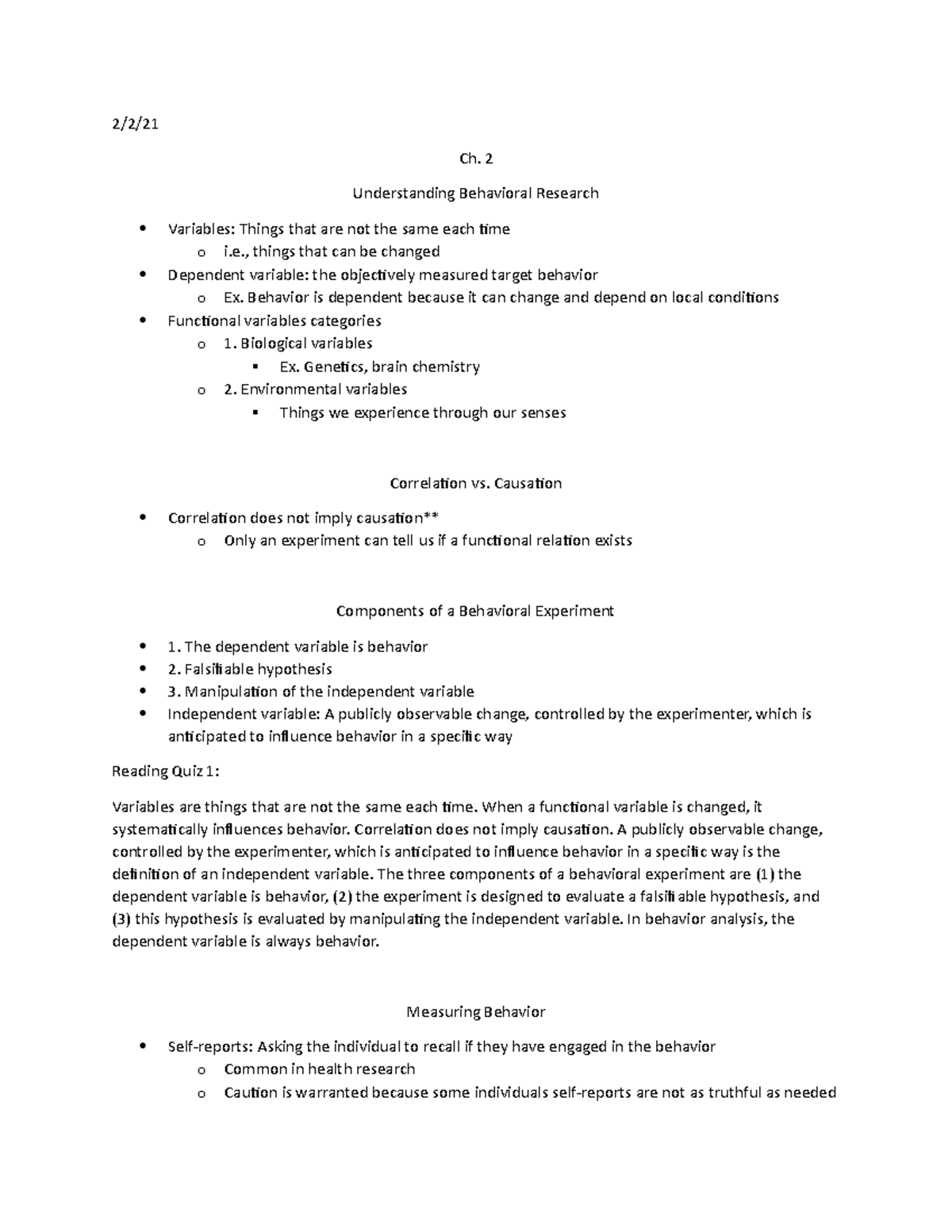 Learning and Behavior ch. 2 - 2/2/ Ch. 2 Understanding Behavioral ...