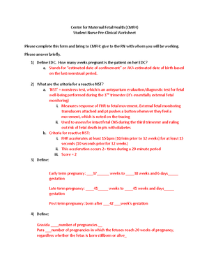 1-FHM - fetal heart rate monitoring - FETAL MONITORING **2 parts to ...