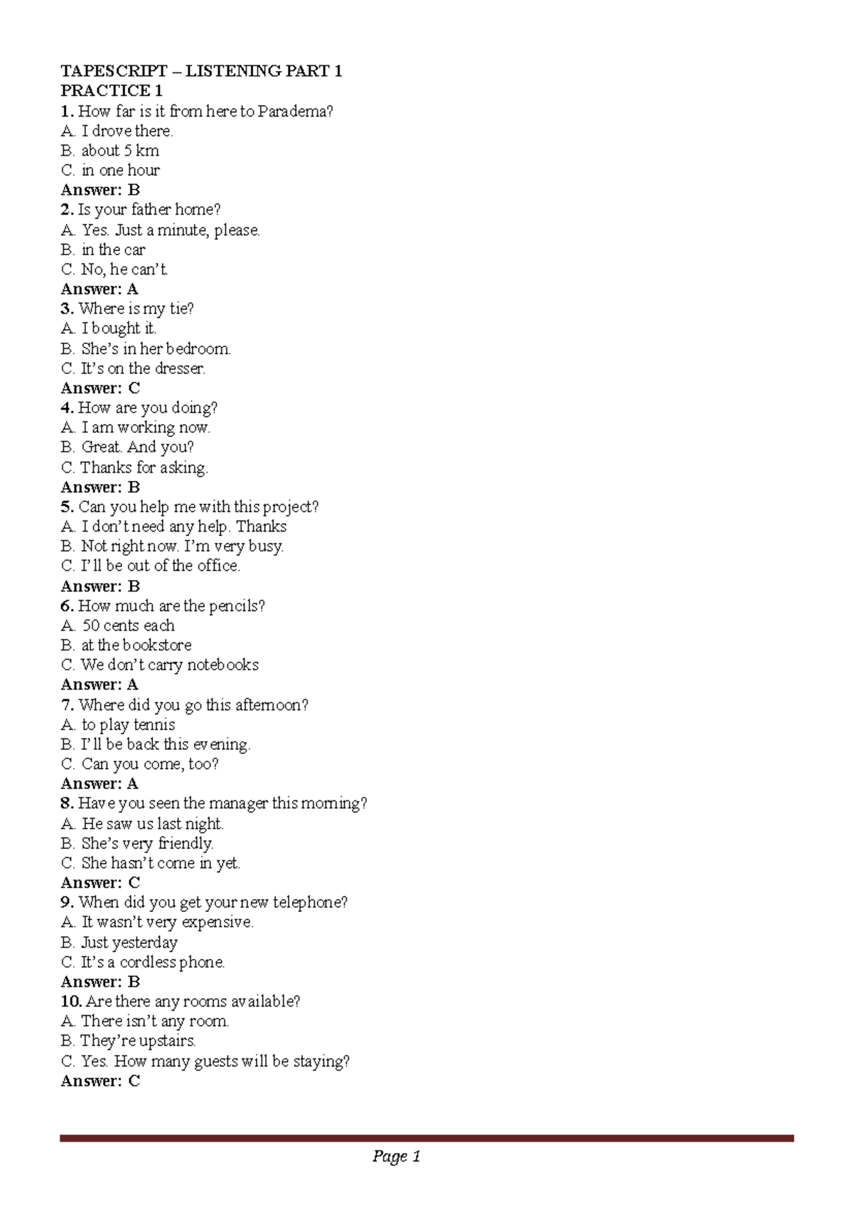 File 4 Listening Script Part1 - TAPESCRIPT – LISTENING PART 1 PRACTICE ...