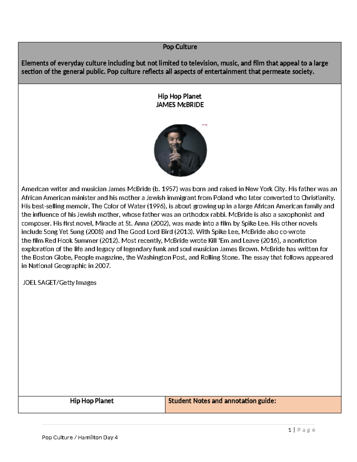 Guided Notes - Pop Culture Day 4 - Pop Culture Elements of everyday ...