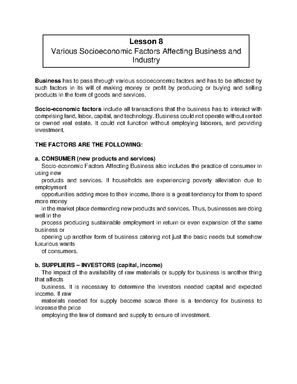 Applied-ECON- Lesson-8-10 - Business has to pass through various ...