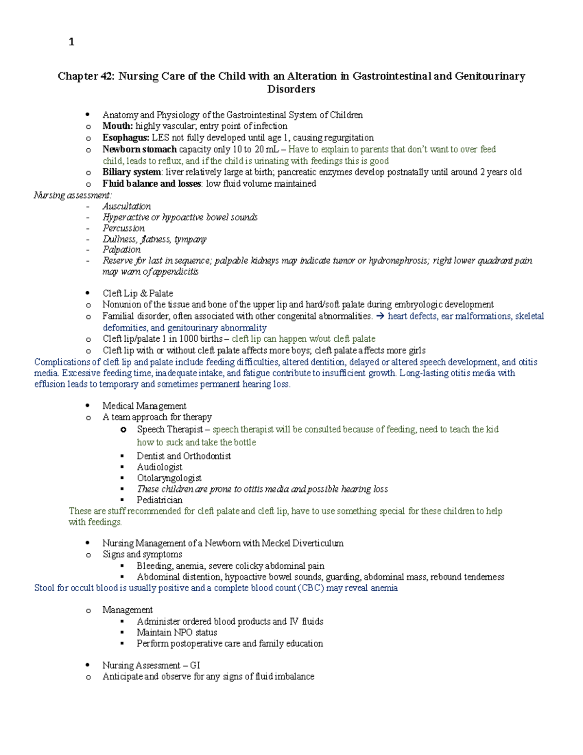 Peds Final Outline - Chapter 42: Nursing Care of the Child with an ...