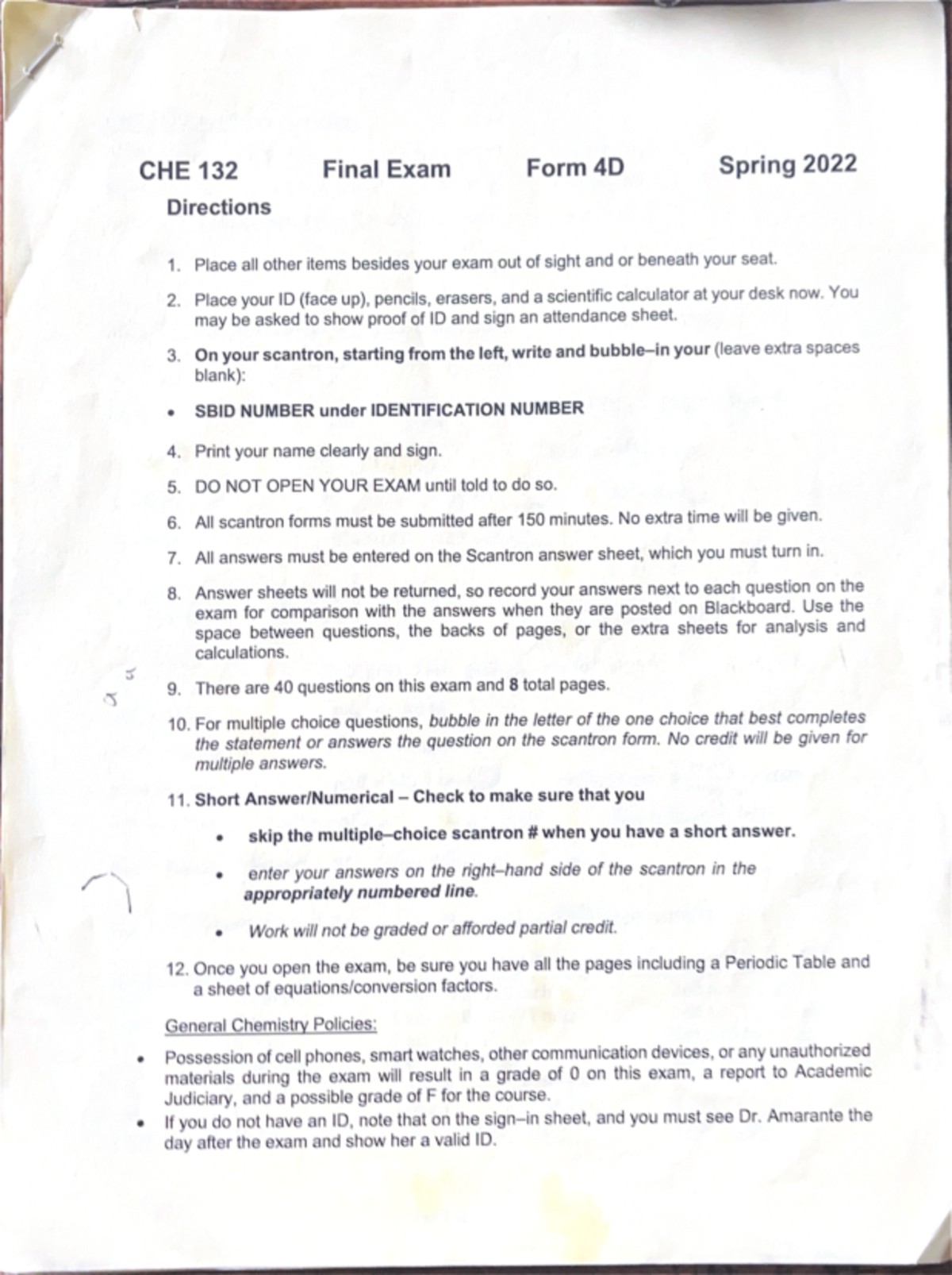 CHE 132 Final - CHE 132 - Studocu