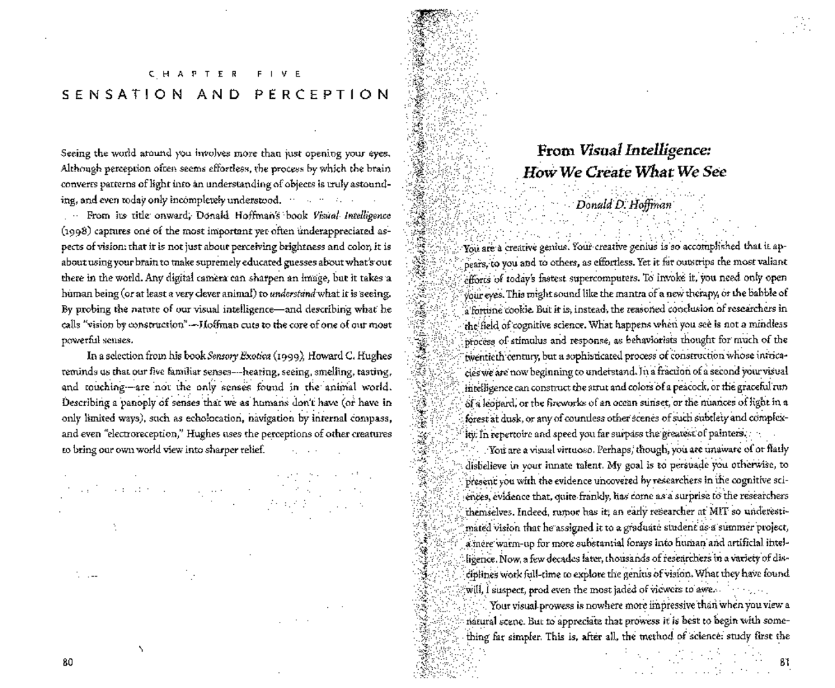 Visual Intelligence(Hoffman) - C, H APT SENSATION E R AND F V E ...