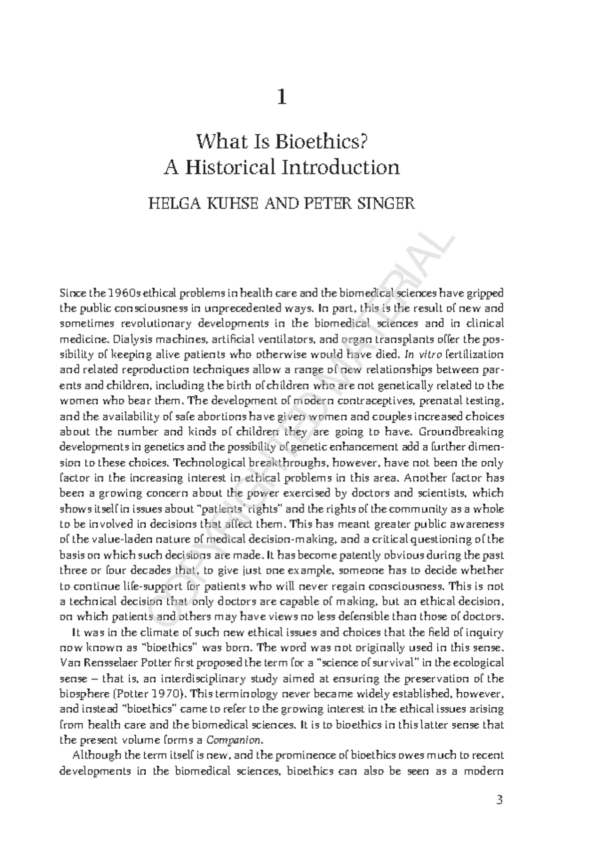 Bioethics - notes - 1 What Is Bioethics? A Historical Introduction ...