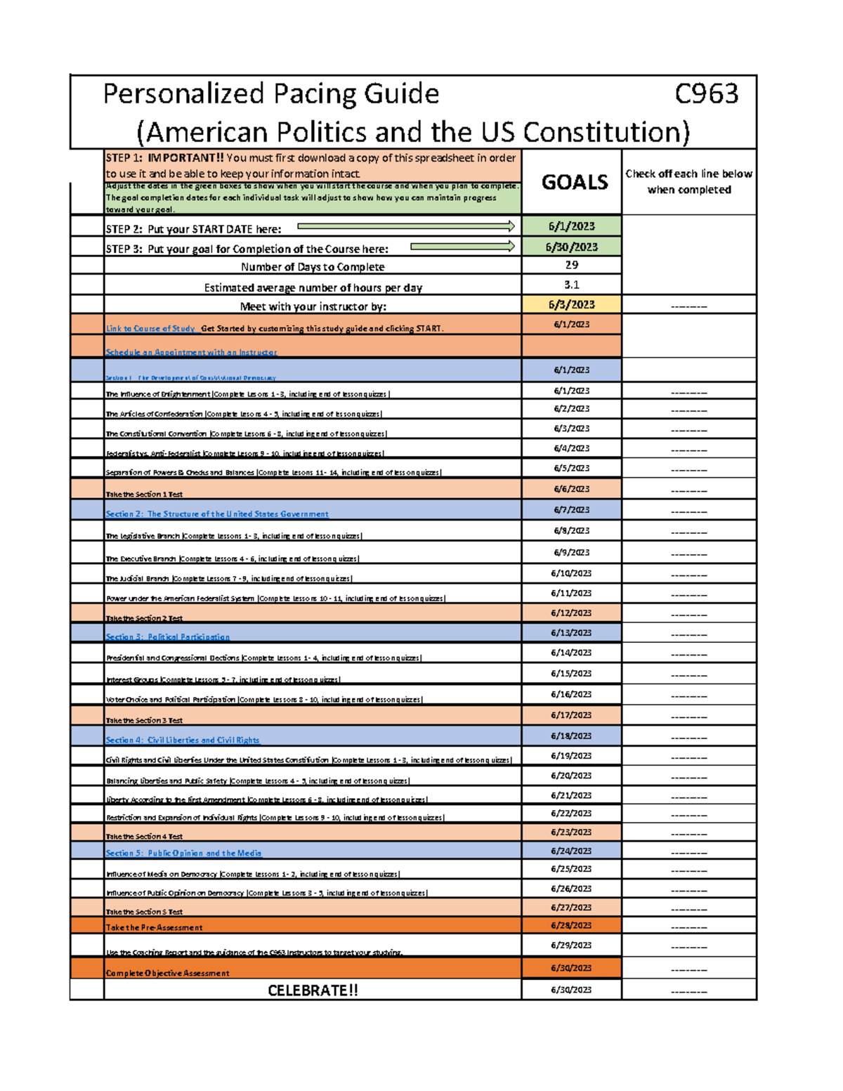 C963 v4 Personalized Pacing Guide - STEP 1: IMPORTANT!! You must first ...