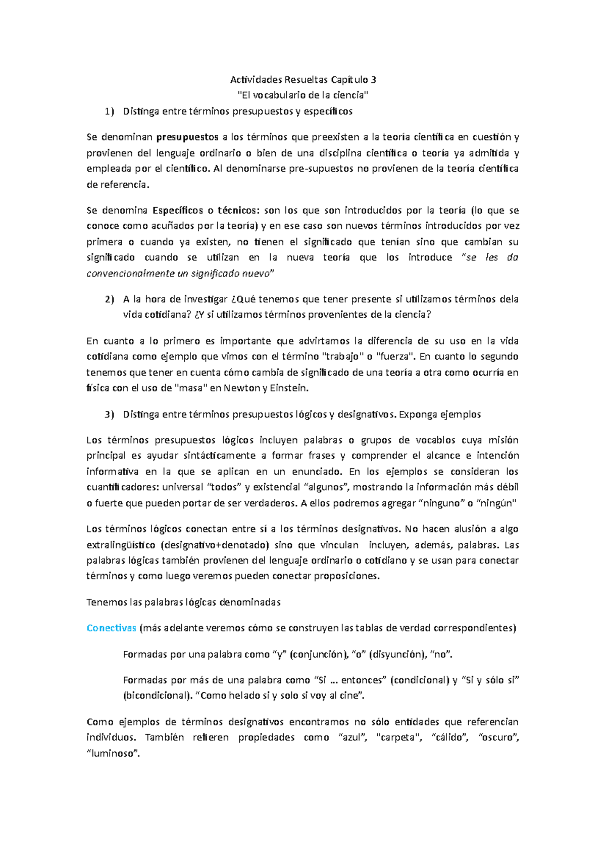 Actividad III Resuelta - Actividades Resueltas Capítulo 3 "El ...