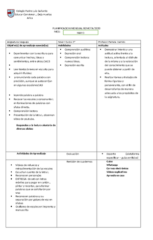 Planificación Abril Unidad 3 Y 4otoño - PLANIFICACIÓN MENSUAL ABRIL ...