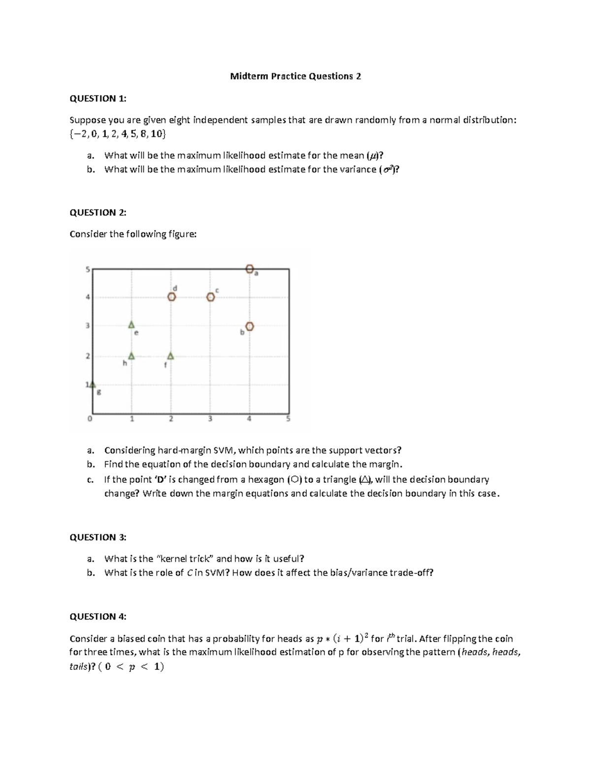 CSE 575 Exam 1(Midterm) Practice Questions Set 2 - Midterm Practice ... CSE 575 Exam 1(Midterm) Practice Questions Set 2 - Midterm Practice ...