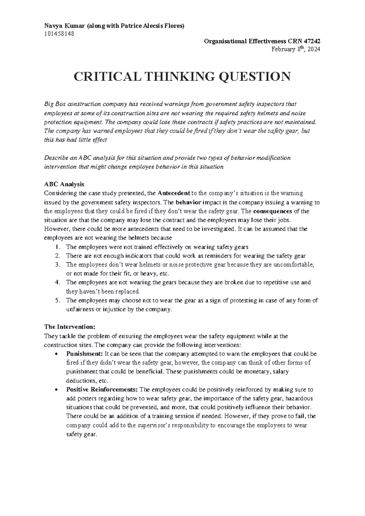 Critical Thinking - Navya Kumar (along with Patrice Alecsis Flores ...