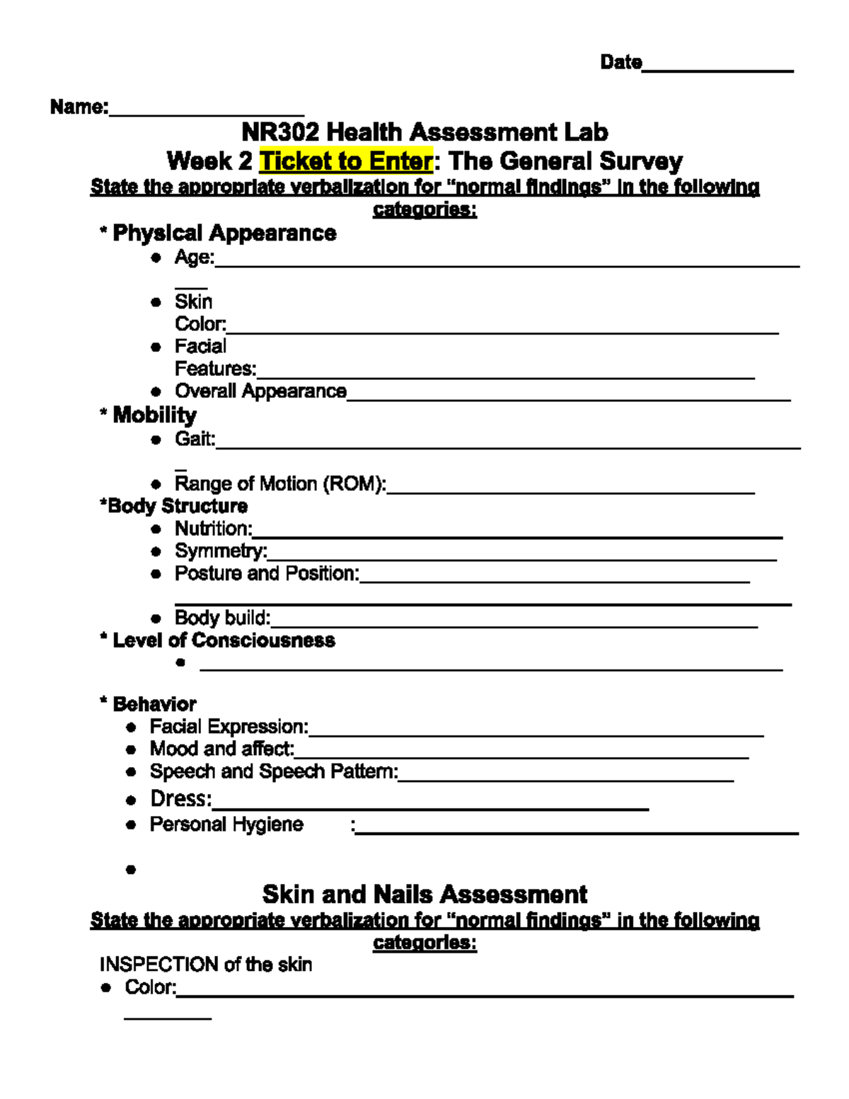 General Survey and Skin - NR-302 - Studocu