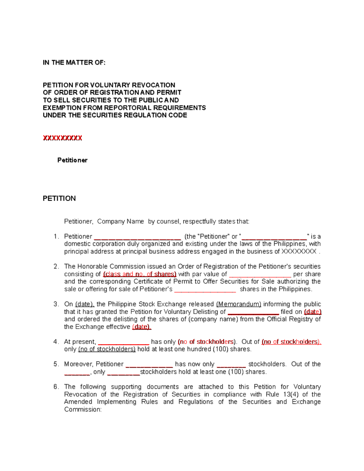 Petition for Voluntary Revocation 1 - IN THE MATTER OF:IN THE MATTER OF ...