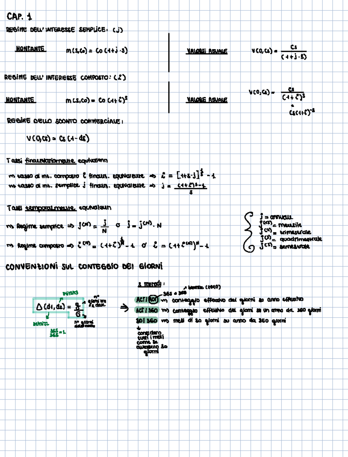 Formule matematica fin. cap. 1-2 - CAP. 1 REGIME INTERESSE SEMPLICE: (j ...