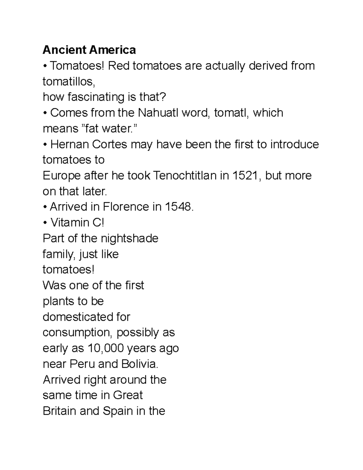 Module 1 Ancient America - Ancient America Tomatoes! Red tomatoes are ...