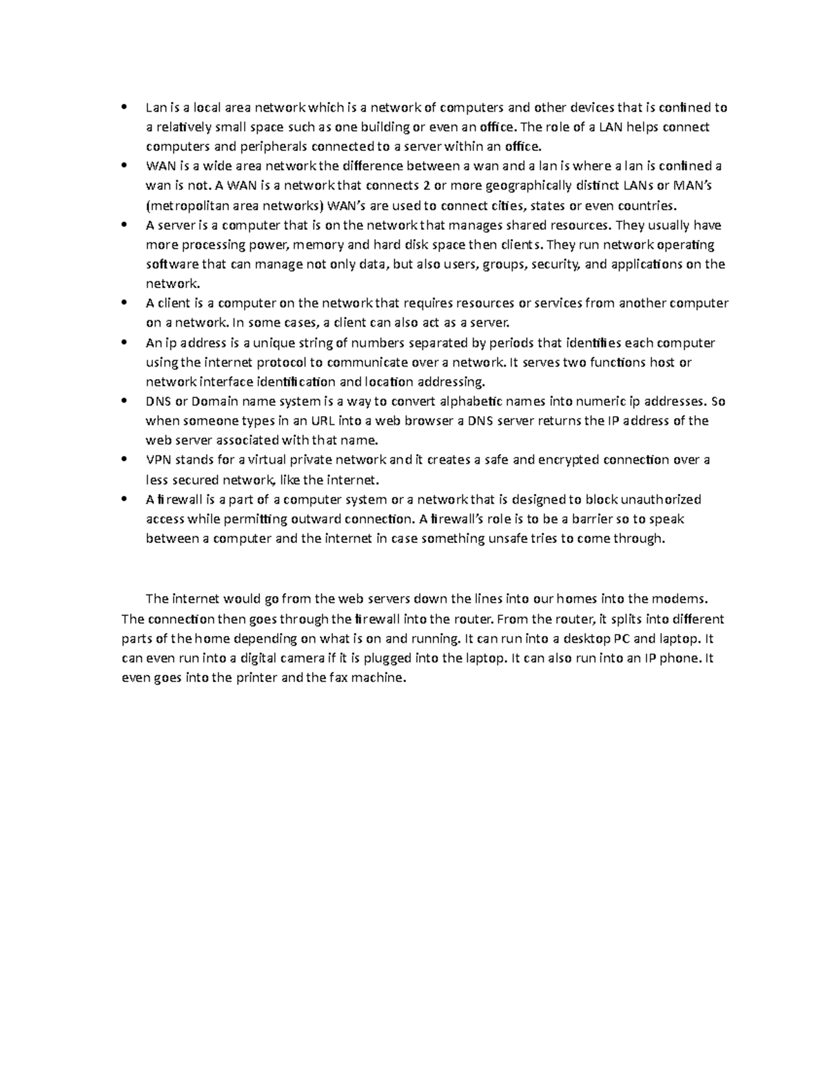 IT chart - Lecture notes Module 3 i think - Lan is a local area network ...