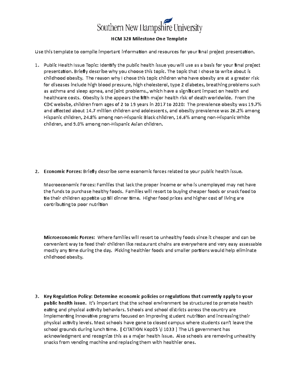 HCM 320 Milestone One Template - HCM 320 Milestone One Template Use ...