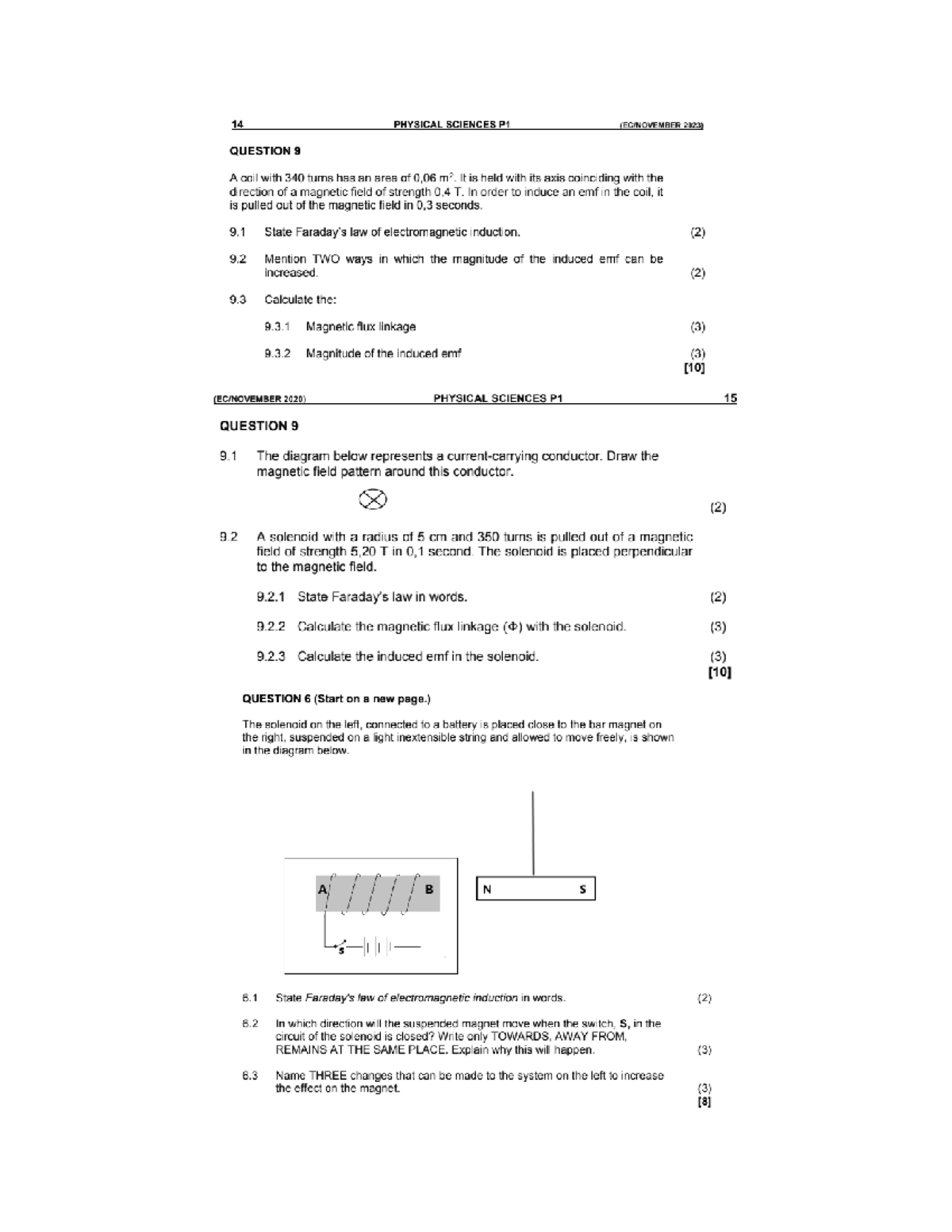 Grade 11 - Practice - 14 PHYSICAL SCIENCES P1 2023) QUESTION 9 A coil ...