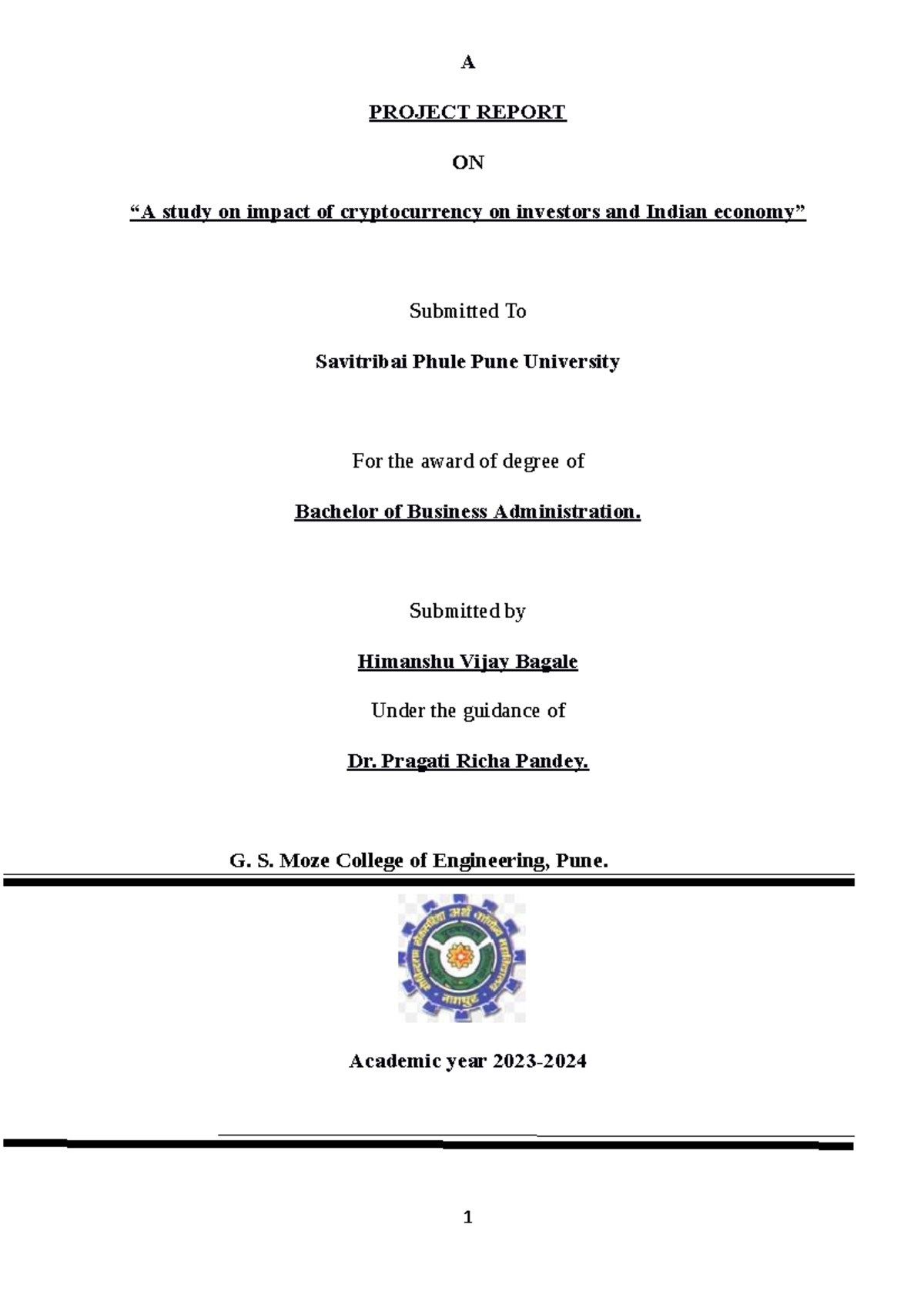 Mba report sample - Project - A PROJECT REPORT ON “A study on impact of ...