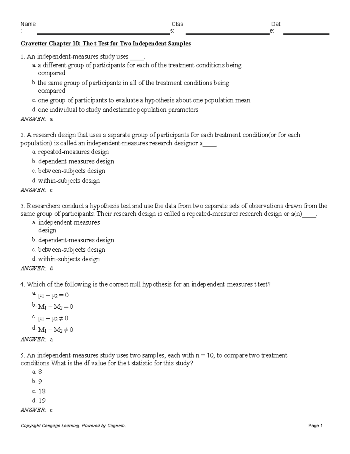Chapter Quiz 10 Statistics For The Behavioral Sciences Tenth Ed S E Gravetter Chapter 10 chapter-quiz-10-statistics-for-the-behavioral-sciences-tenth-ed-s-e-gravetter-chapter-10