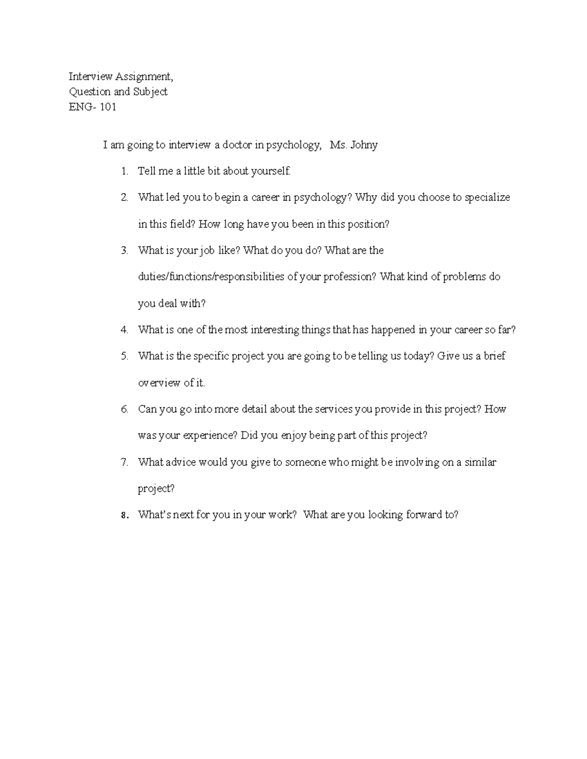 Interview Assignment - Interview Assignment, Question and Subject ENG ...