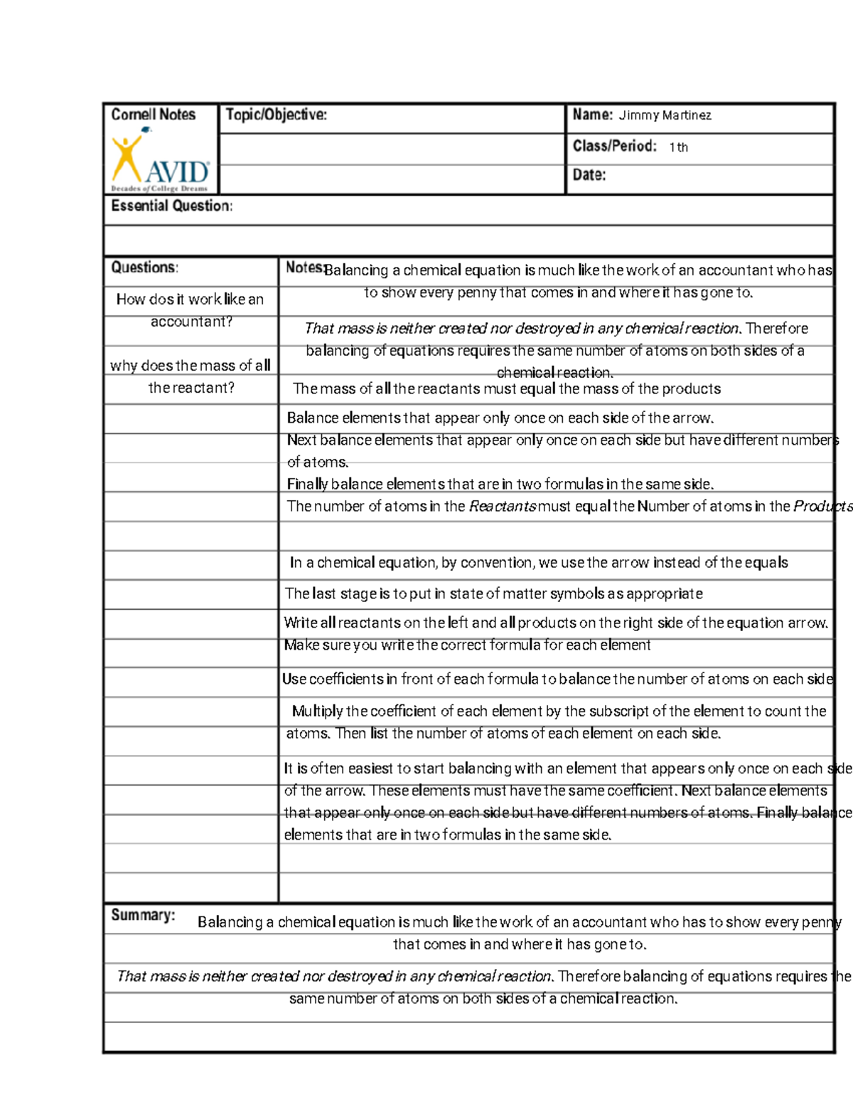Kami Export - Jimmy Martinez Ruiz - [Template] Cornell Notes Template ...