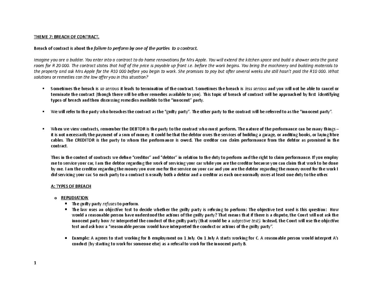 Questions Answers Breach Contract