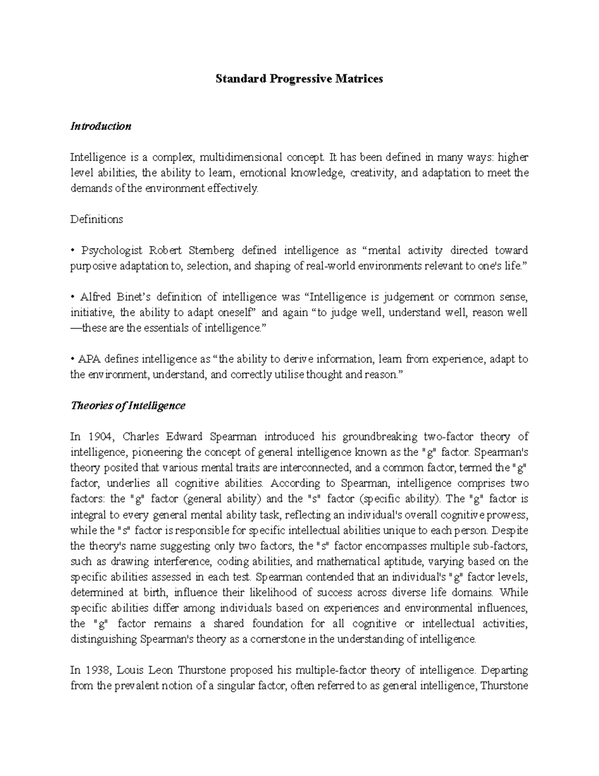 Standard Progressive Matrices - Standard Progressive Matrices ...