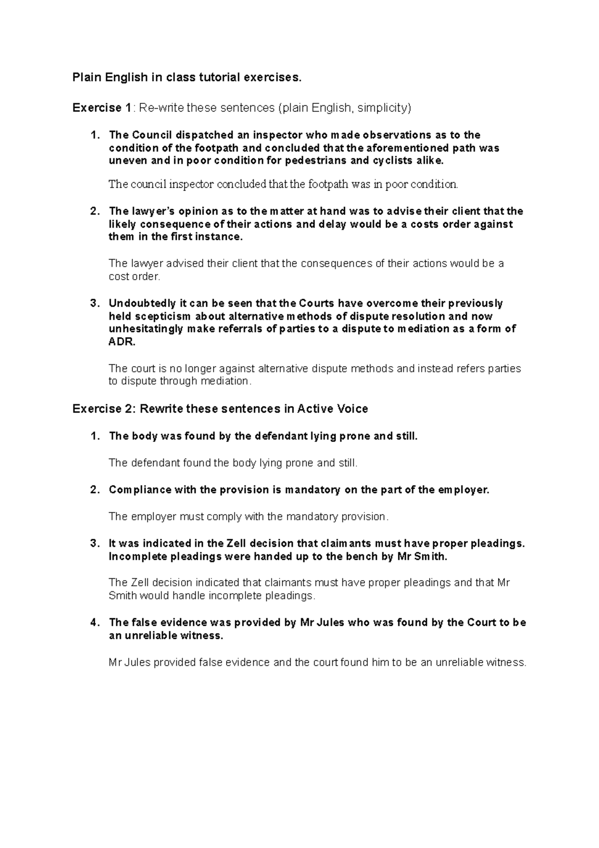 In class plain english worksheet-week 4 - Plain English in class ...