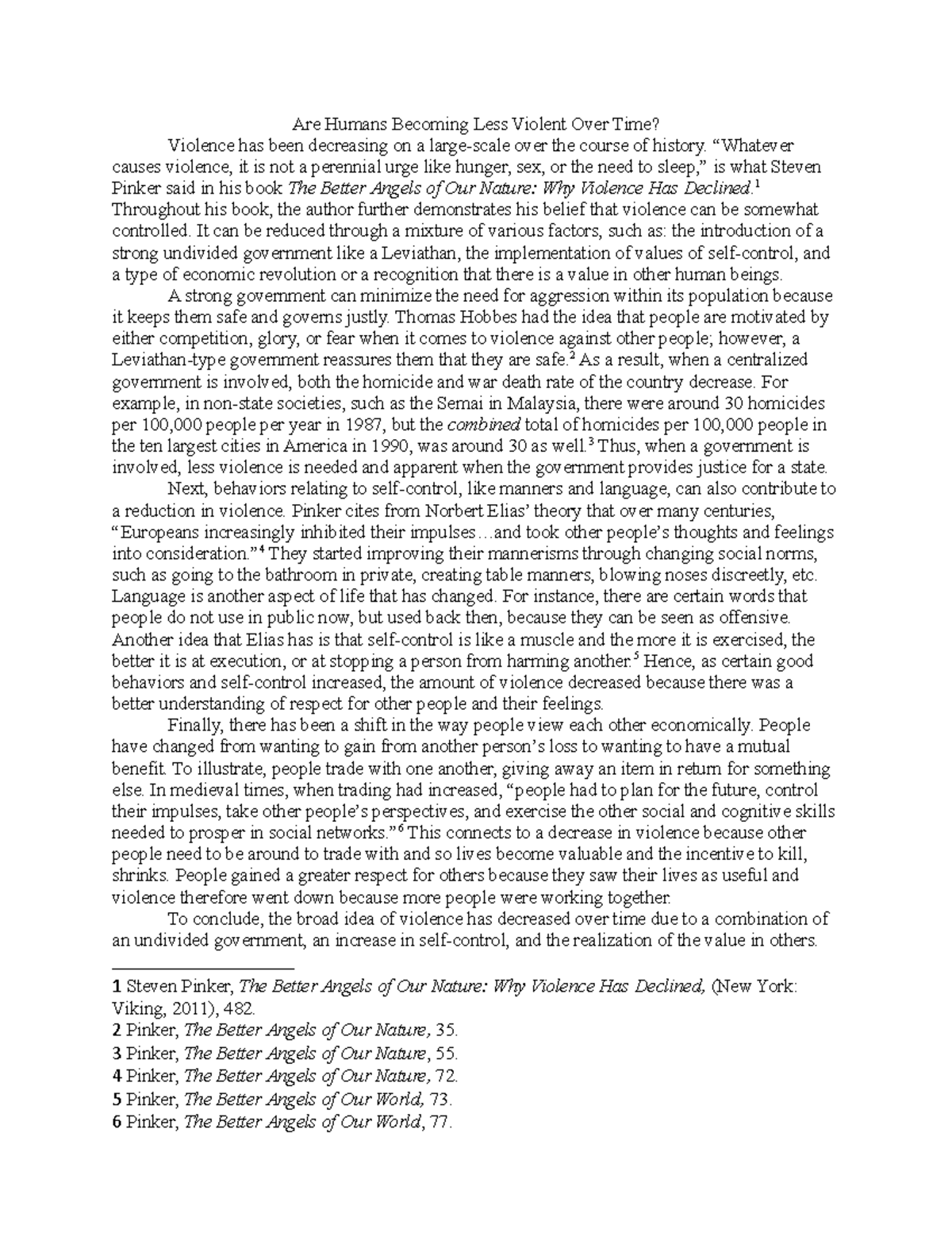 Are Humans Becoming Less Violent Over Time-2 - Are Humans Becoming Less ...